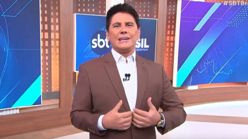 Cesar Filho anuncia que será avô no SBT Brasil: "Pote de ouro"